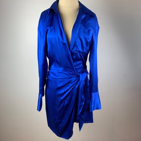Zara | Dresses | Zara Satin Effect Wrap Dress | Poshmark